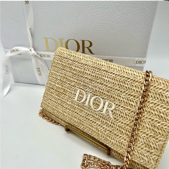 Dior | Bags | Authentic Christian Dior Raffia Beauty Pouch Crossbody ...